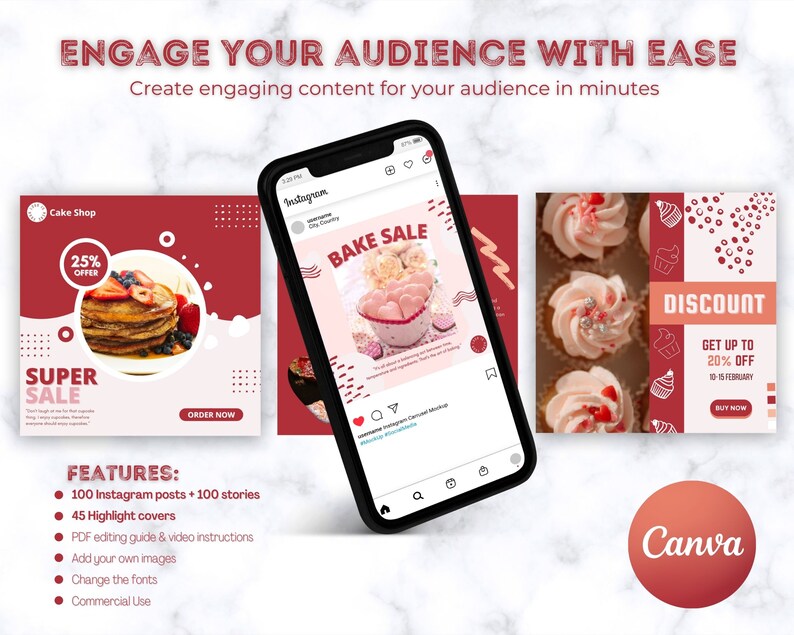 245 Bakery Instagram Templates Posts for Cake Decorator Bake | Etsy