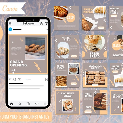 30 Bakery Instagram Templates Bakery CANVA Template Cafe - Etsy