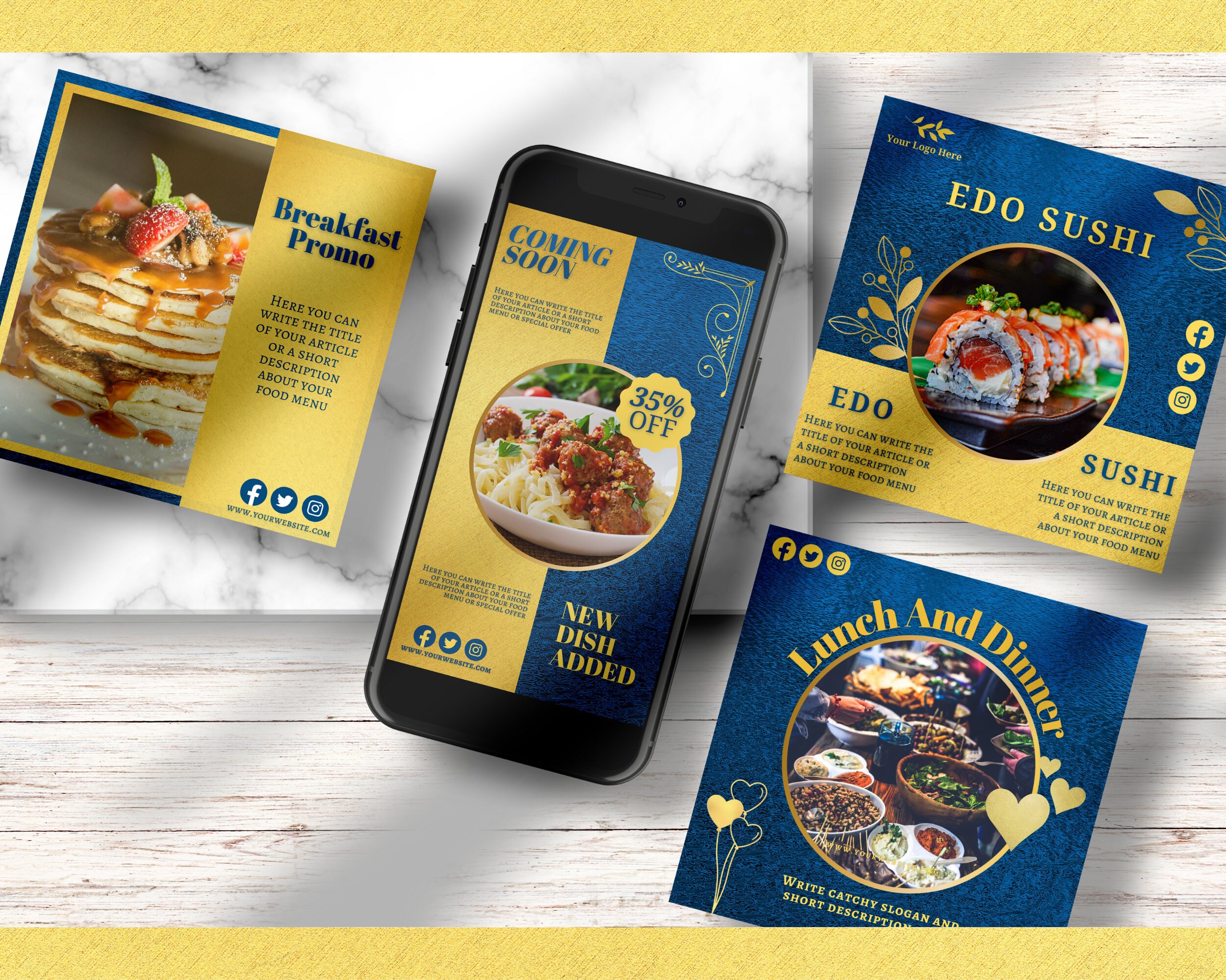 100 Restaurant Instagram Templates Editable Canva Template - Etsy