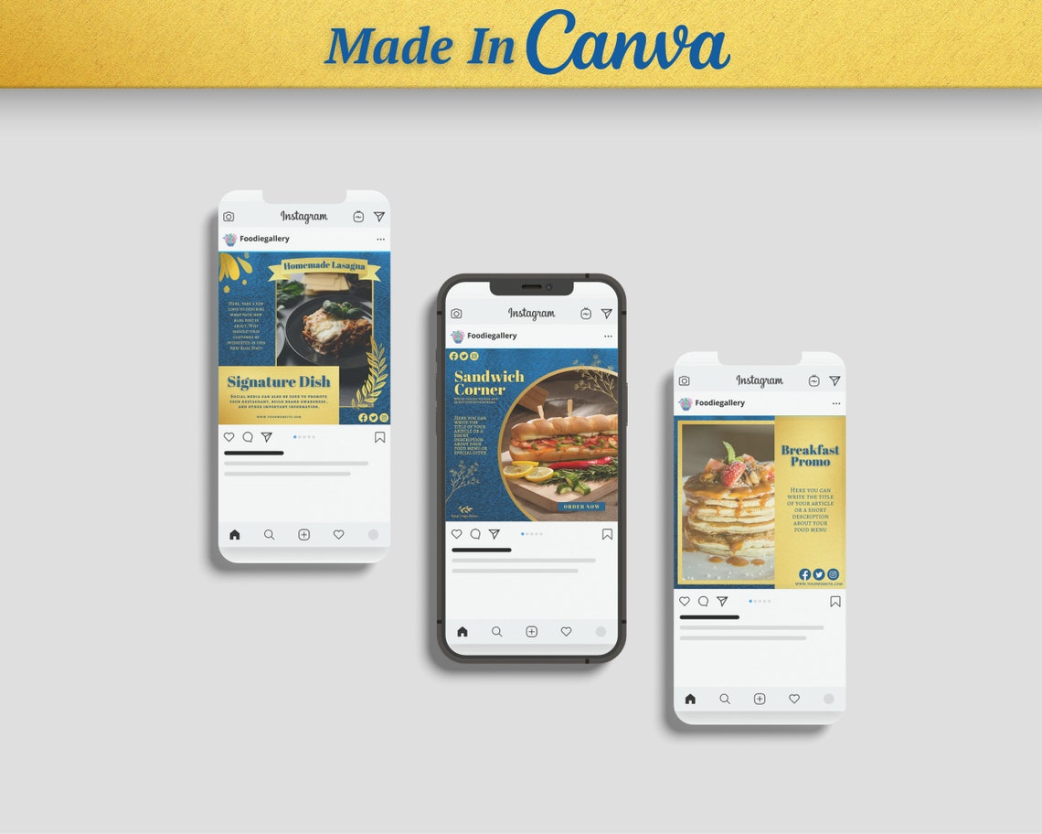 100 Restaurant Instagram Templates Editable Canva Template - Etsy