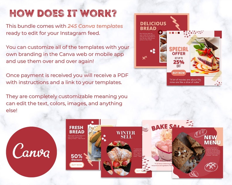 245 Bakery Instagram Templates Posts for Cake Decorator Bake | Etsy