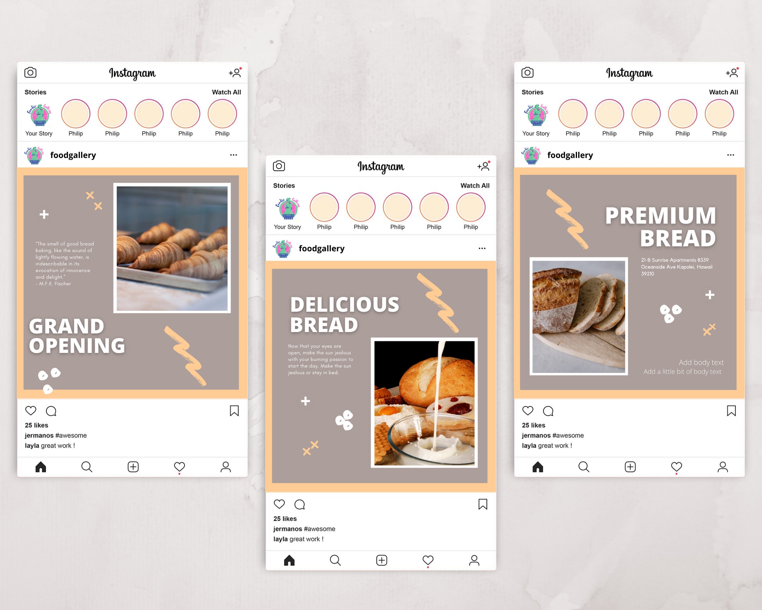 25 Bakery Templates for Instagram Posts, Cafe Instagram Posts, Bakery ...