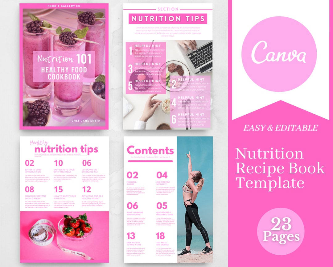23 Nutrition Cookbook Template Canva, Recipe Ebook, Healthy Eating ...