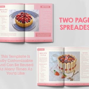 60 Pink Recipe Book Templates, Canva Template, Printable Recipe Book ...