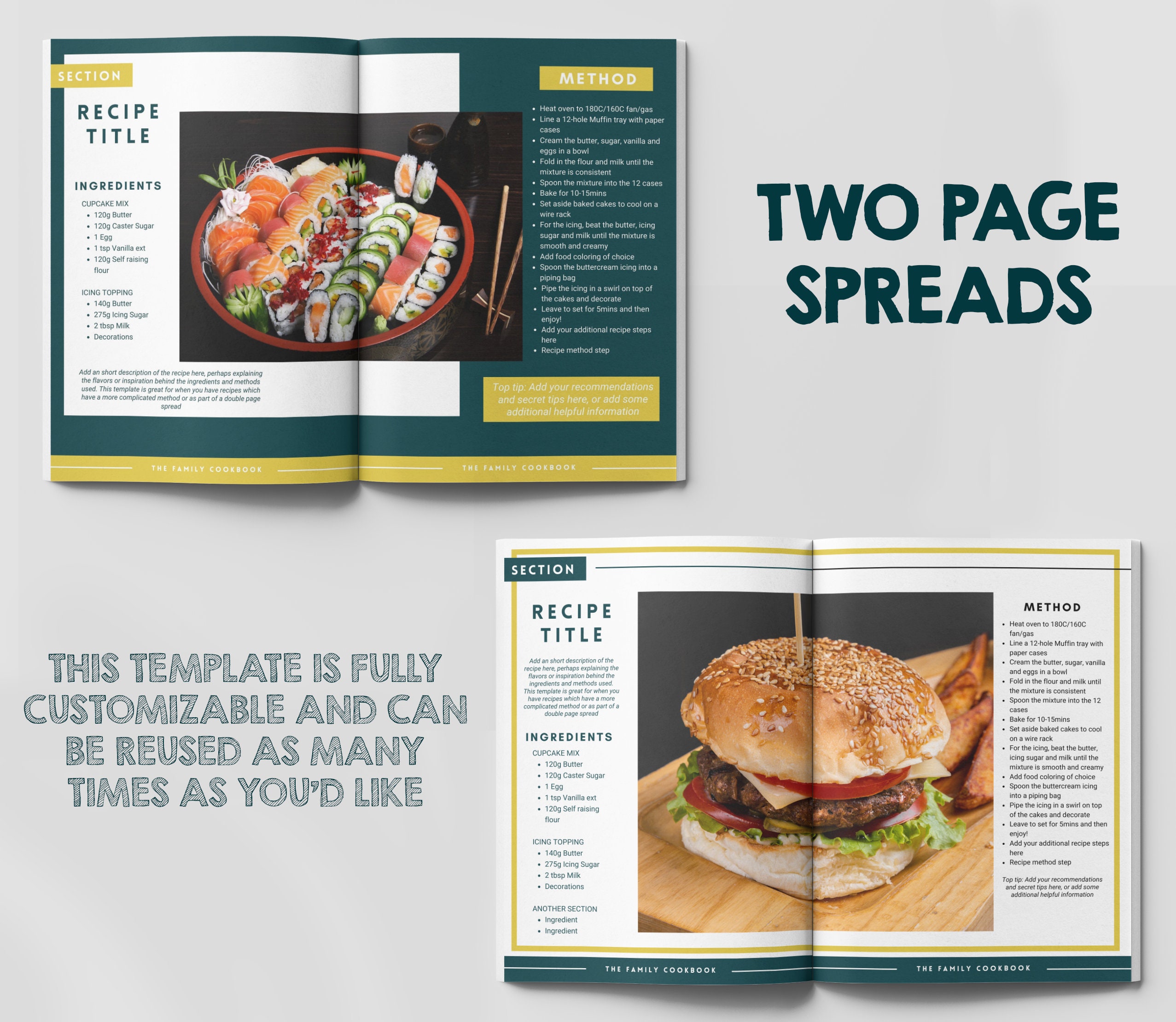 28 Simple Recipe Book Templates Printable Modern Template - Etsy