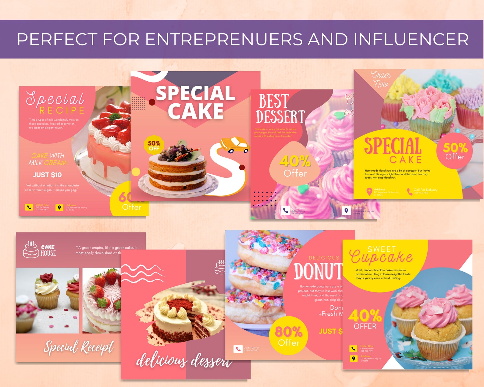 25 Bakery Instagram Post Templates Canva Template Cafe - Etsy