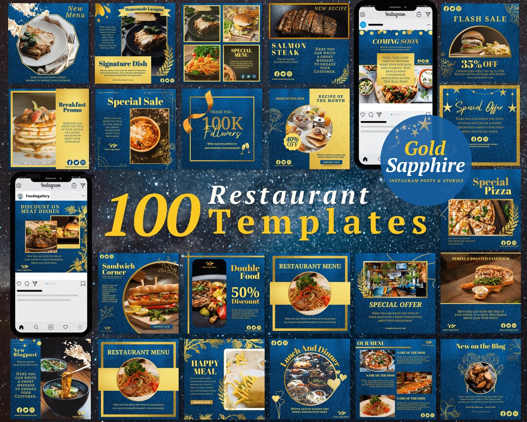 100 Restaurant Instagram Templates, Editable Canva Template, Instagram ...