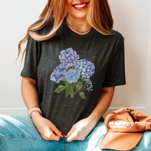 Hydrangeas Flower Shirt Blue Flower Tee Plant Lady Gift Wildflower ...