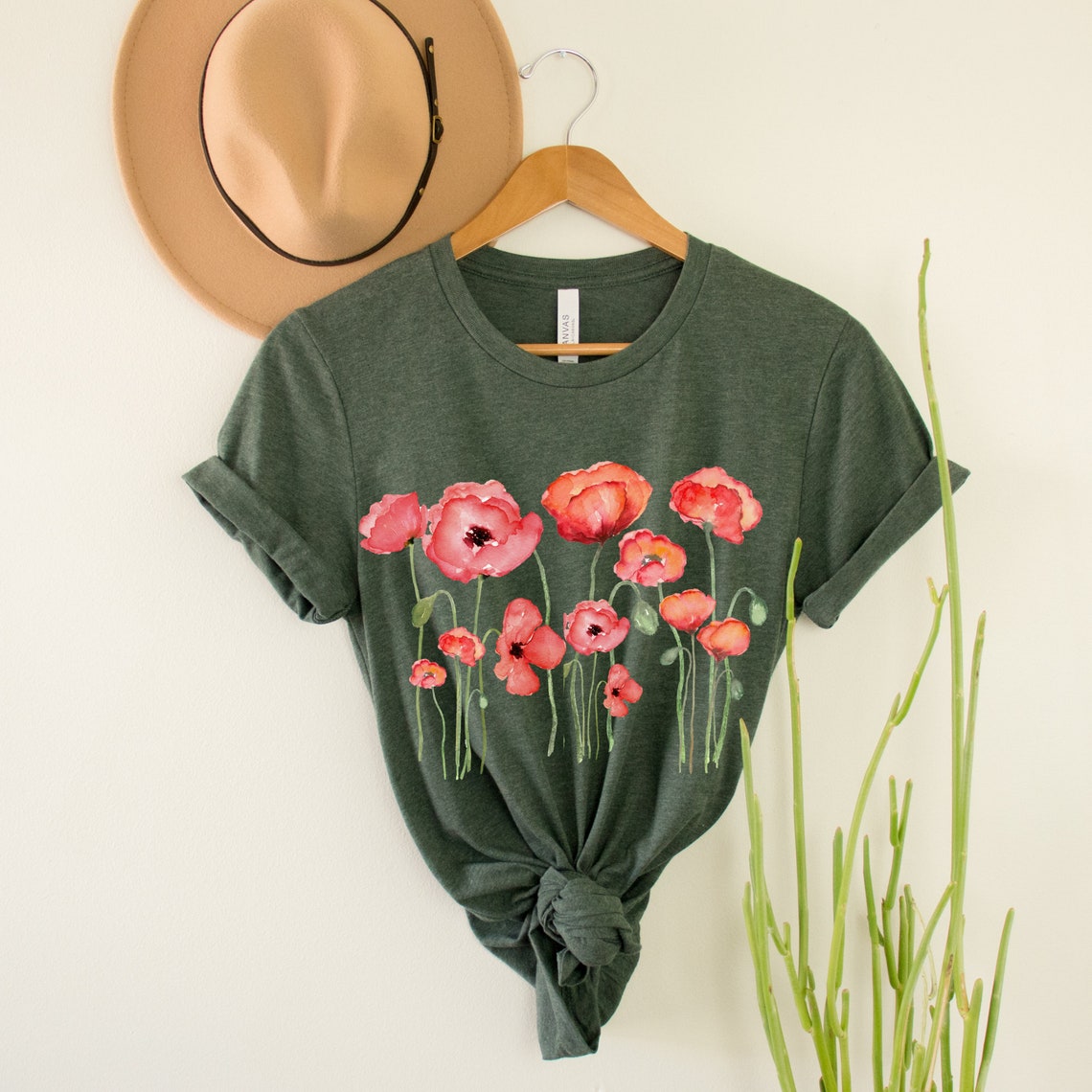 California Poppy Floral Shirt, Botanical Poppies Shirt for Women ...