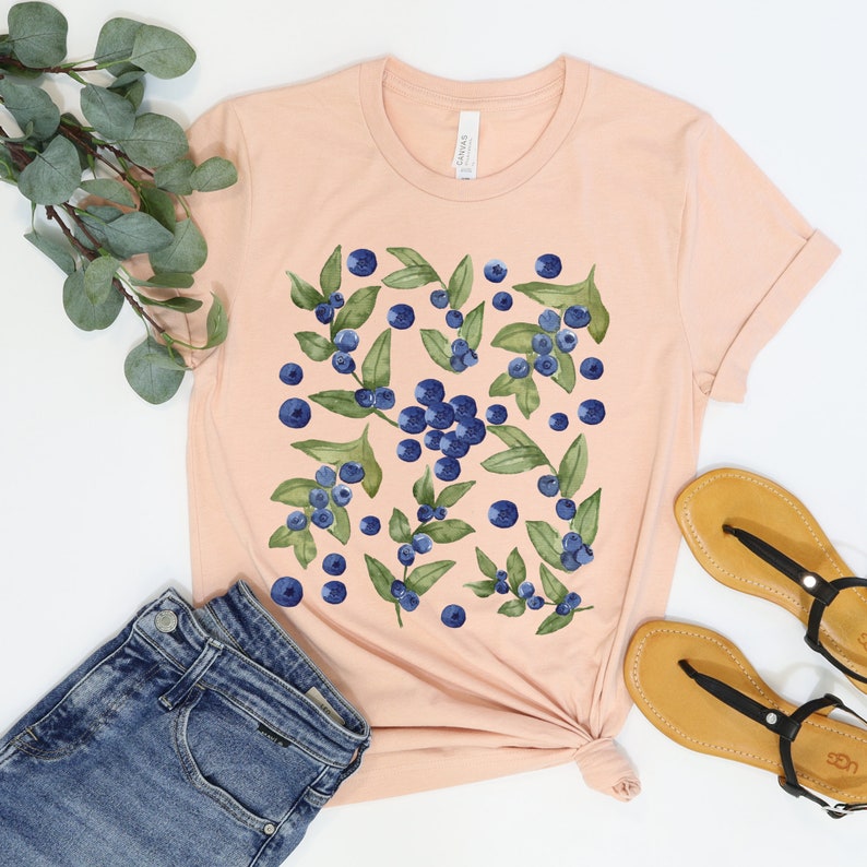 Summer Fruits Women Shirts Foodie Shirt Blueberry Plant - Etsy