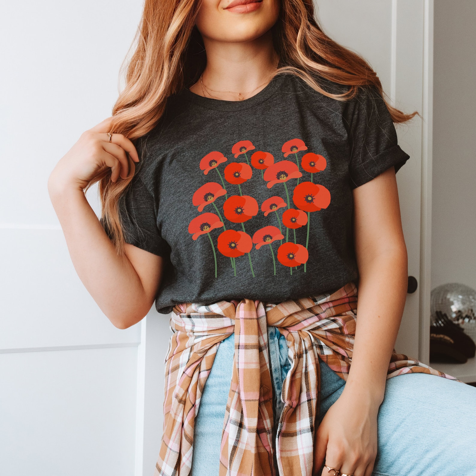 Poppy Flower Shirt Gift for Poppy Lover Women Wildflower Red Poppies ...