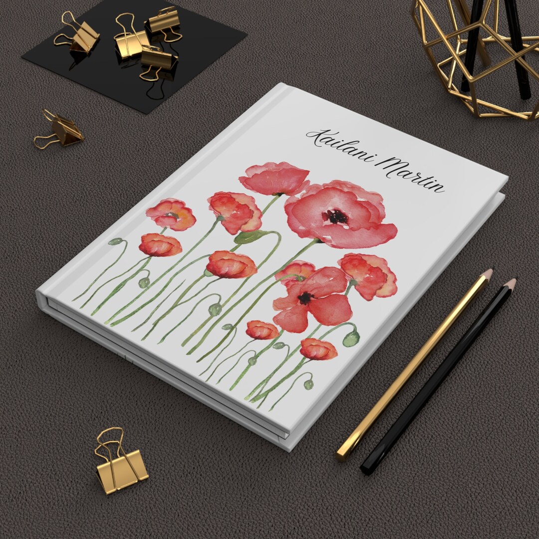 Personalized Watercolor Poppy Flower Journal Gift for Mom Poppy Lover ...