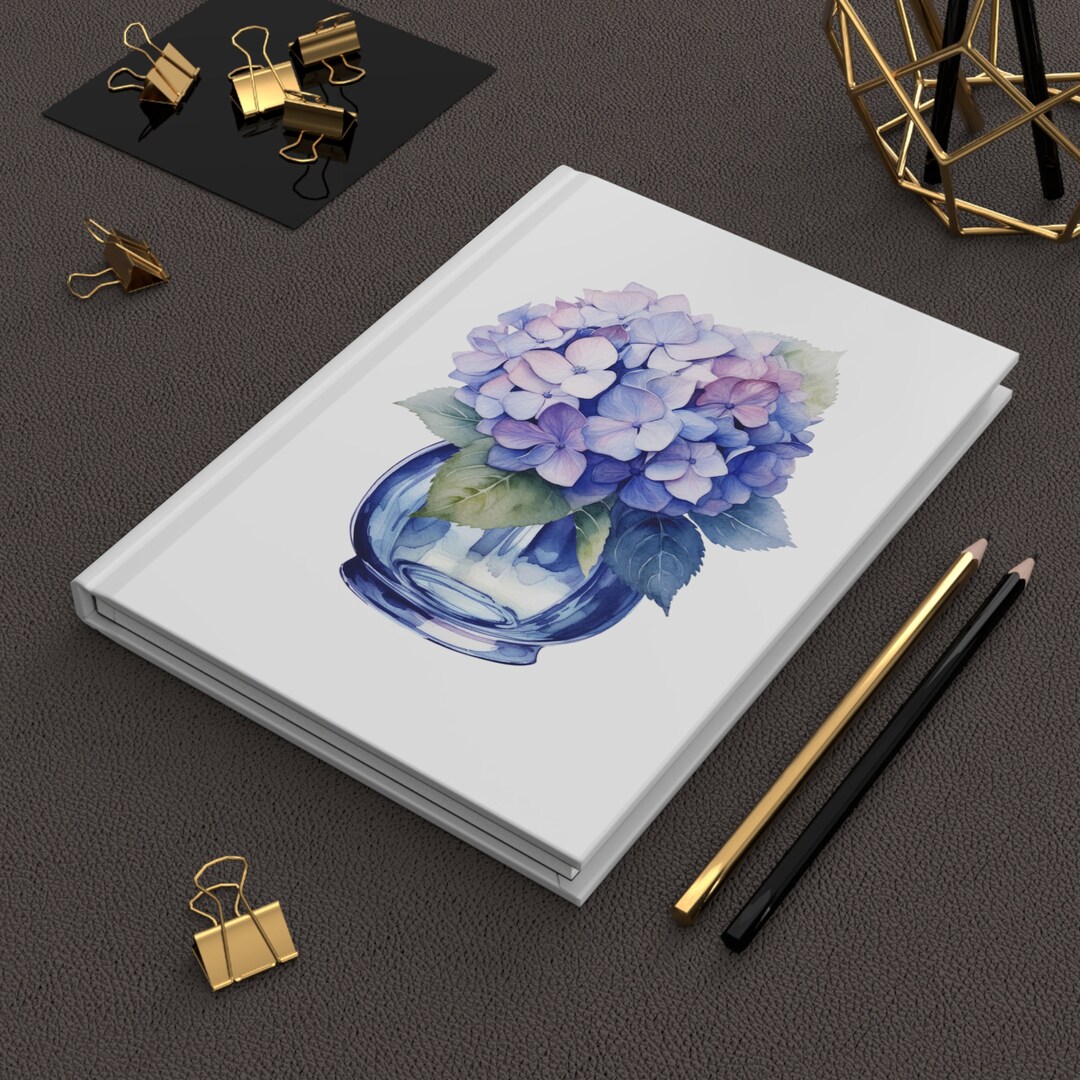 Blue Hydrangea Hardcover Journal, Personalized Journal, Anniversary ...