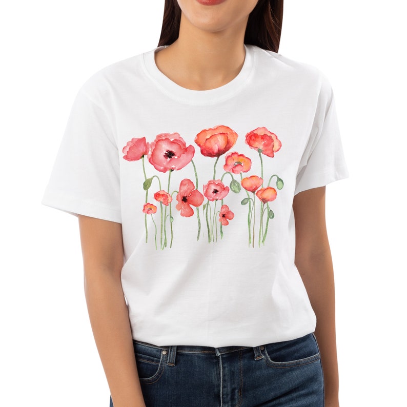 California Poppy Floral Shirt, Botanical Poppies Shirt for Women ...