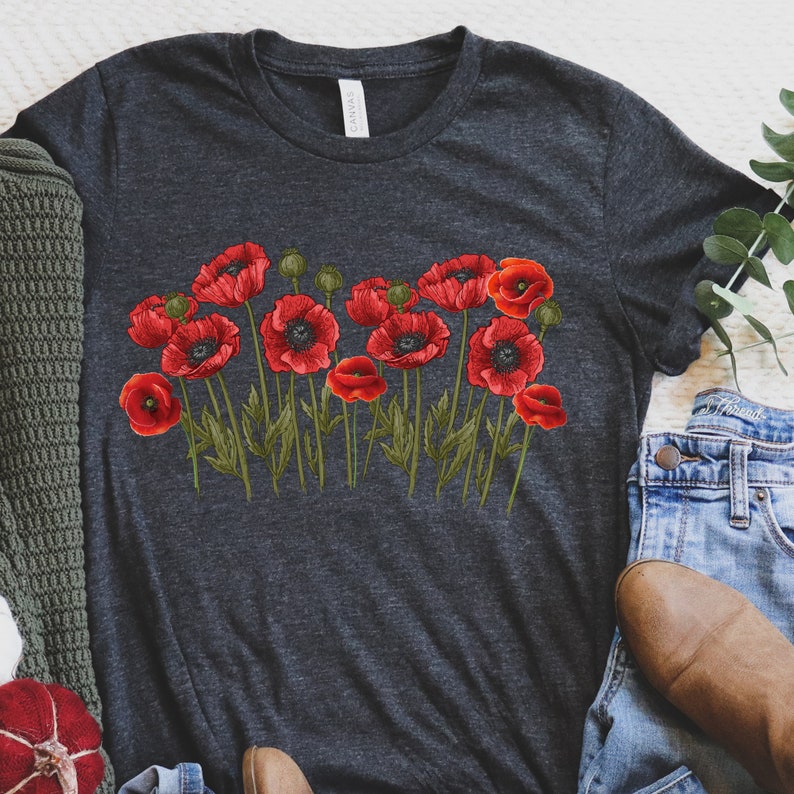 Red Poppy Flower Shirt Wildflower California Poppies Shirt - Etsy