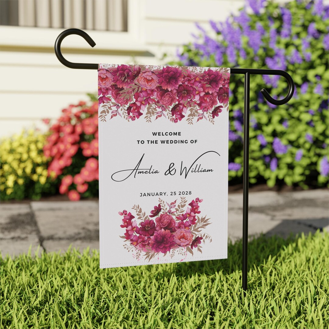 Pink Theme Floral Wedding Garden Sign Gift for Couple Wedding ...