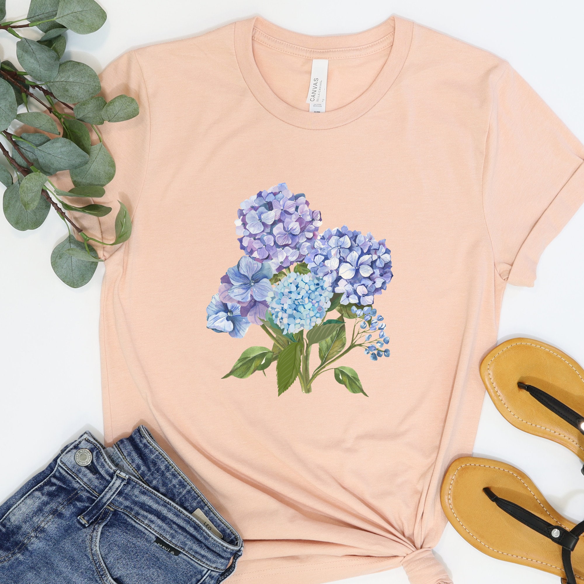 Hydrangeas Flower Shirt Blue Flower Tee Plant Lady Gift Wildflower ...