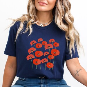 Poppy Flower Shirt Gift for Poppy Lover Women Wildflower Red Poppies ...