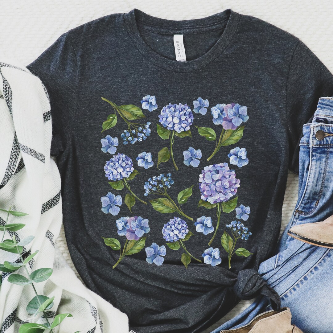 Hydrangea Women Shirt, Wildflower Tshirt, Nature Lover Shirt, Wild ...