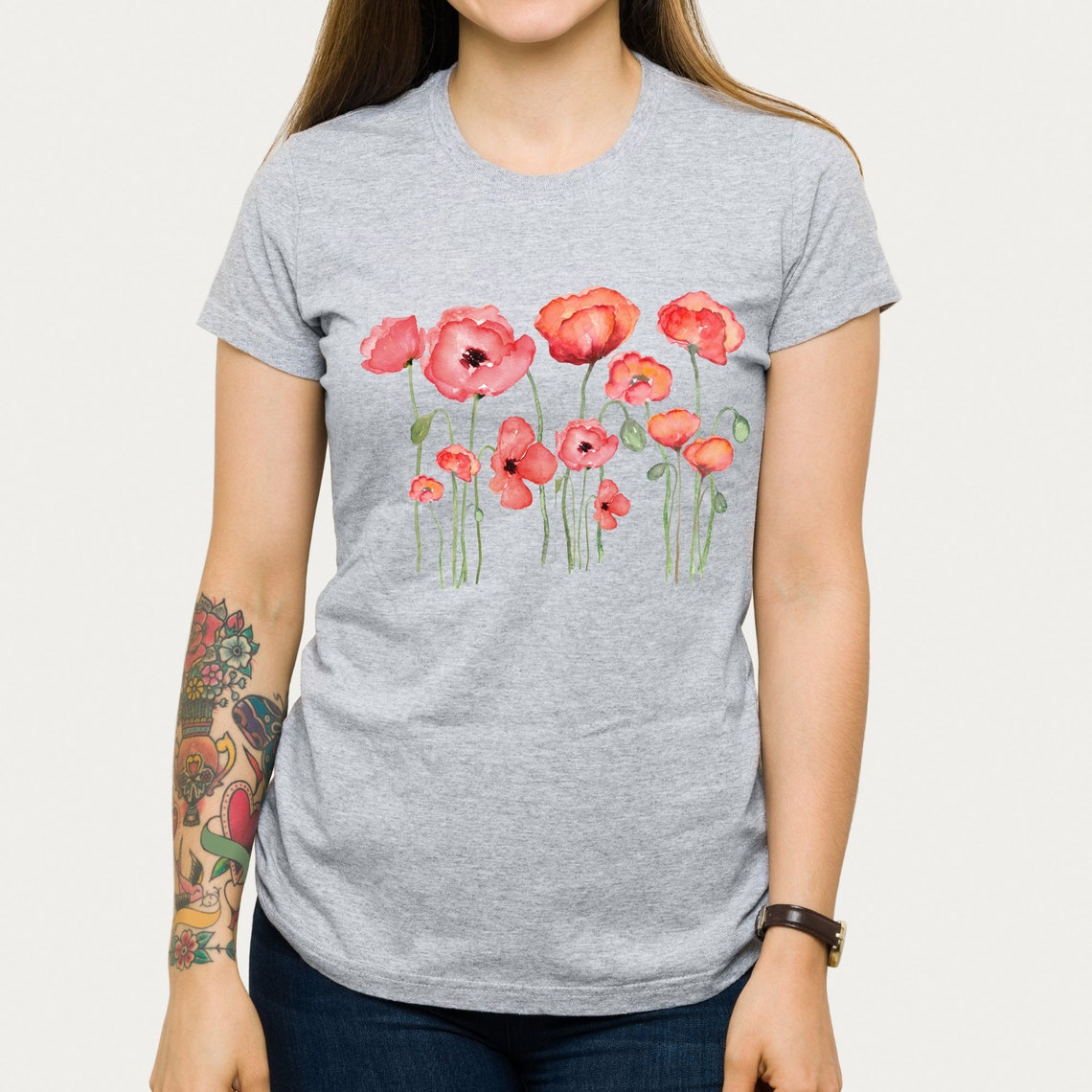 California Poppy Floral Shirt, Botanical Poppies Shirt for Women ...