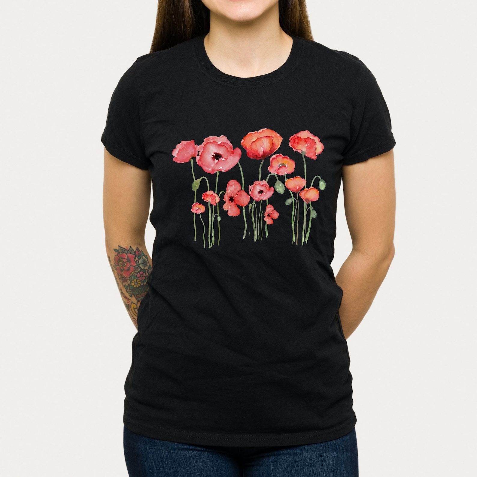 California Poppy Floral Shirt, Botanical Poppies Shirt for Women ...