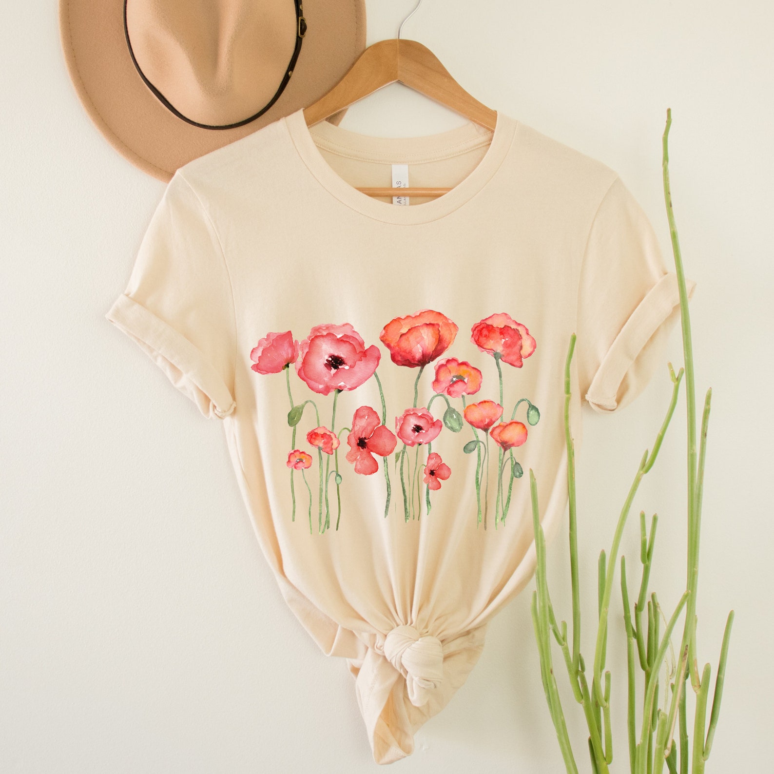 California Poppy Floral Shirt, Botanical Poppies Shirt for Women ...