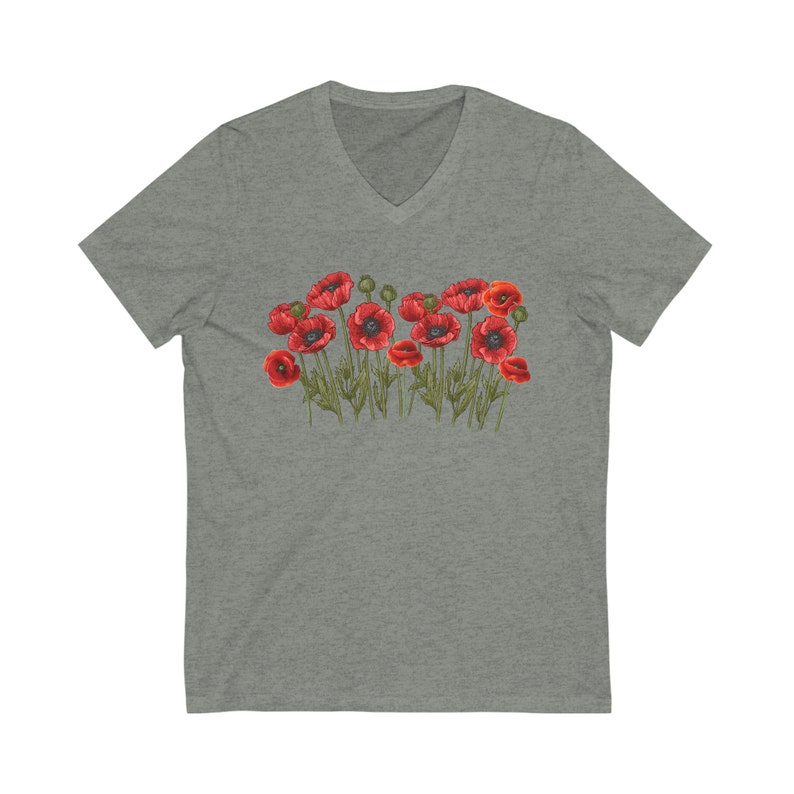 Red Poppy Flower V-neck Shirt, Wildflower California Poppies Shirt ...