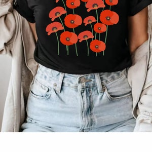 Poppy Flower Shirt Gift for Poppy Lover Women Wildflower Red Poppies ...