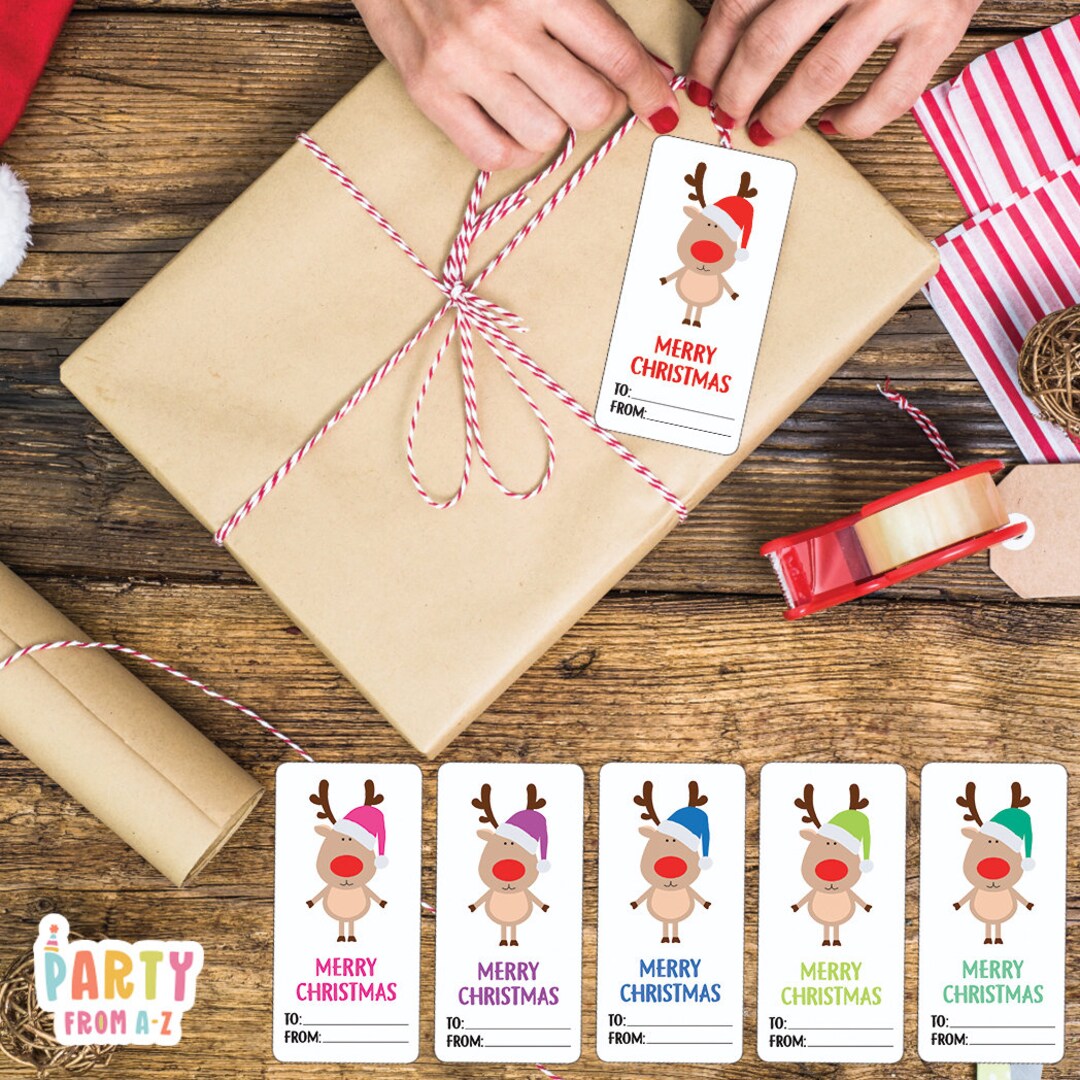 12 Pack Adhesive Gift Tags Labels Reindeer - Etsy