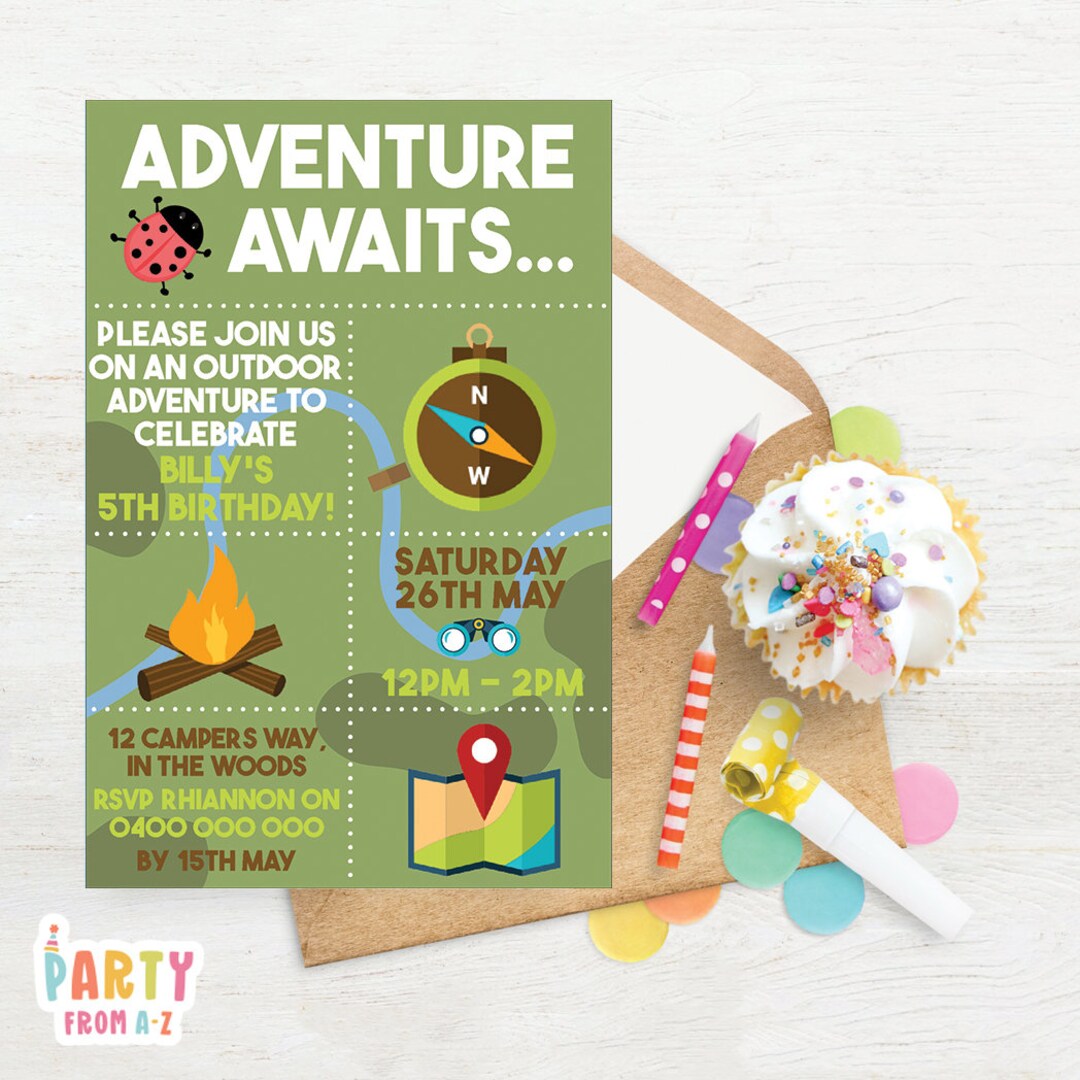 Kids Adventure Outdoors Hiking Birthday Invitations Invite - Etsy