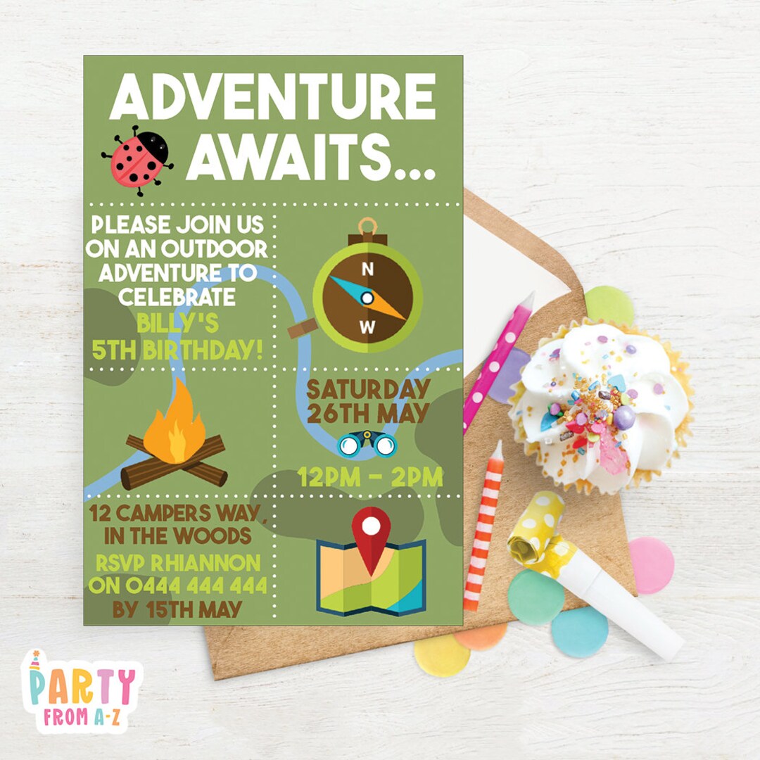 Kids Adventure Outdoors Hiking Birthday Invitations Invite DIGITAL - Etsy