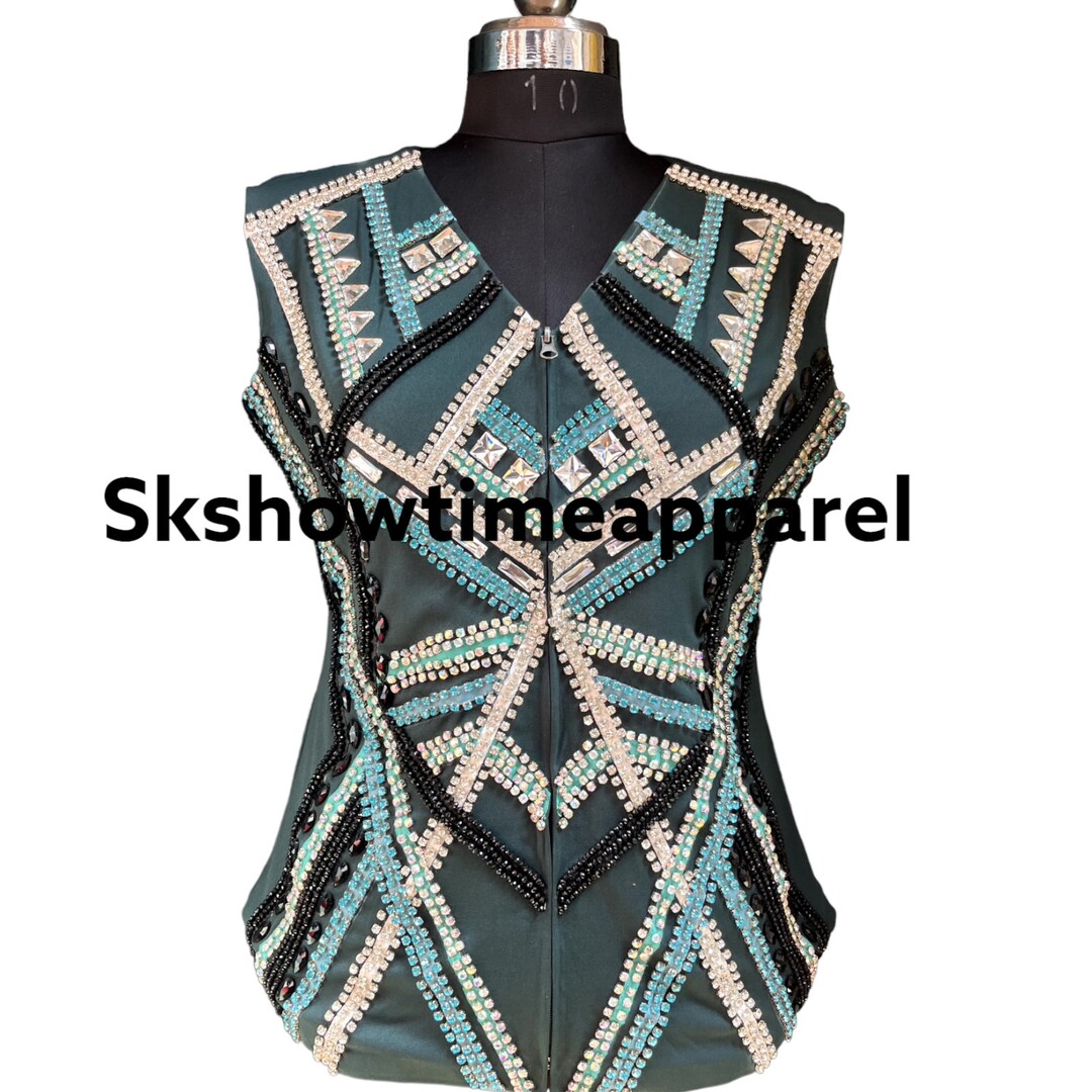 Women’s Black Western Show Vest Horse Riding Queen Showmanship ...