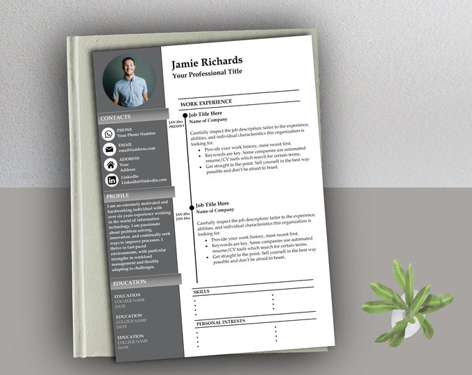Clean Modern Resume Template 4 Page | CV Template + Cover Letter ...