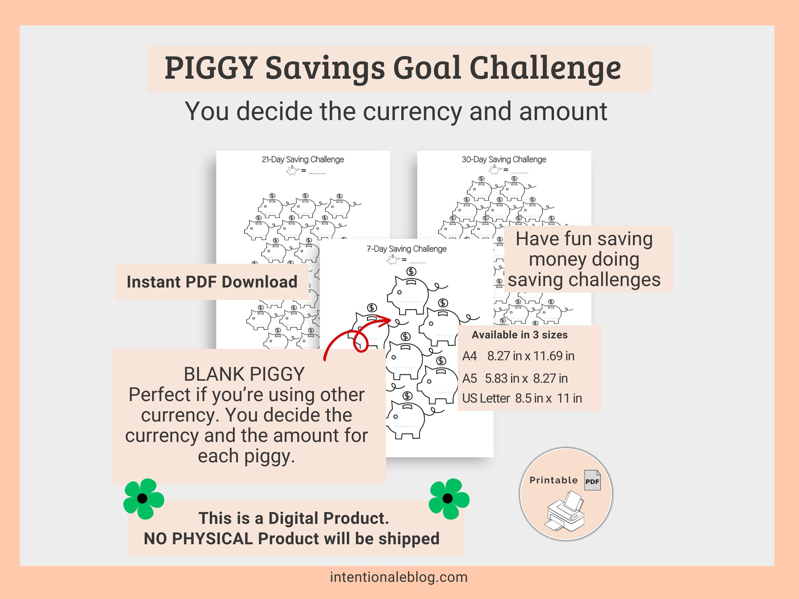 Printable Savings Challenge Saving Tracker Goal Tracker - Etsy