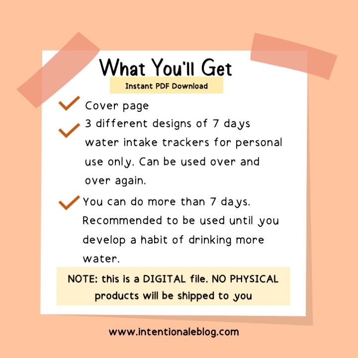 Printable Water Intake Tracker, Minimal Design, Track Daily Water ...