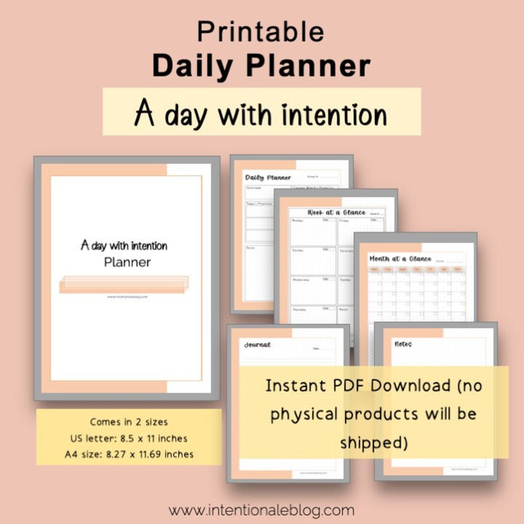 Daily Planner Printable / Intentional Daily Planning/ Daily Schedule ...