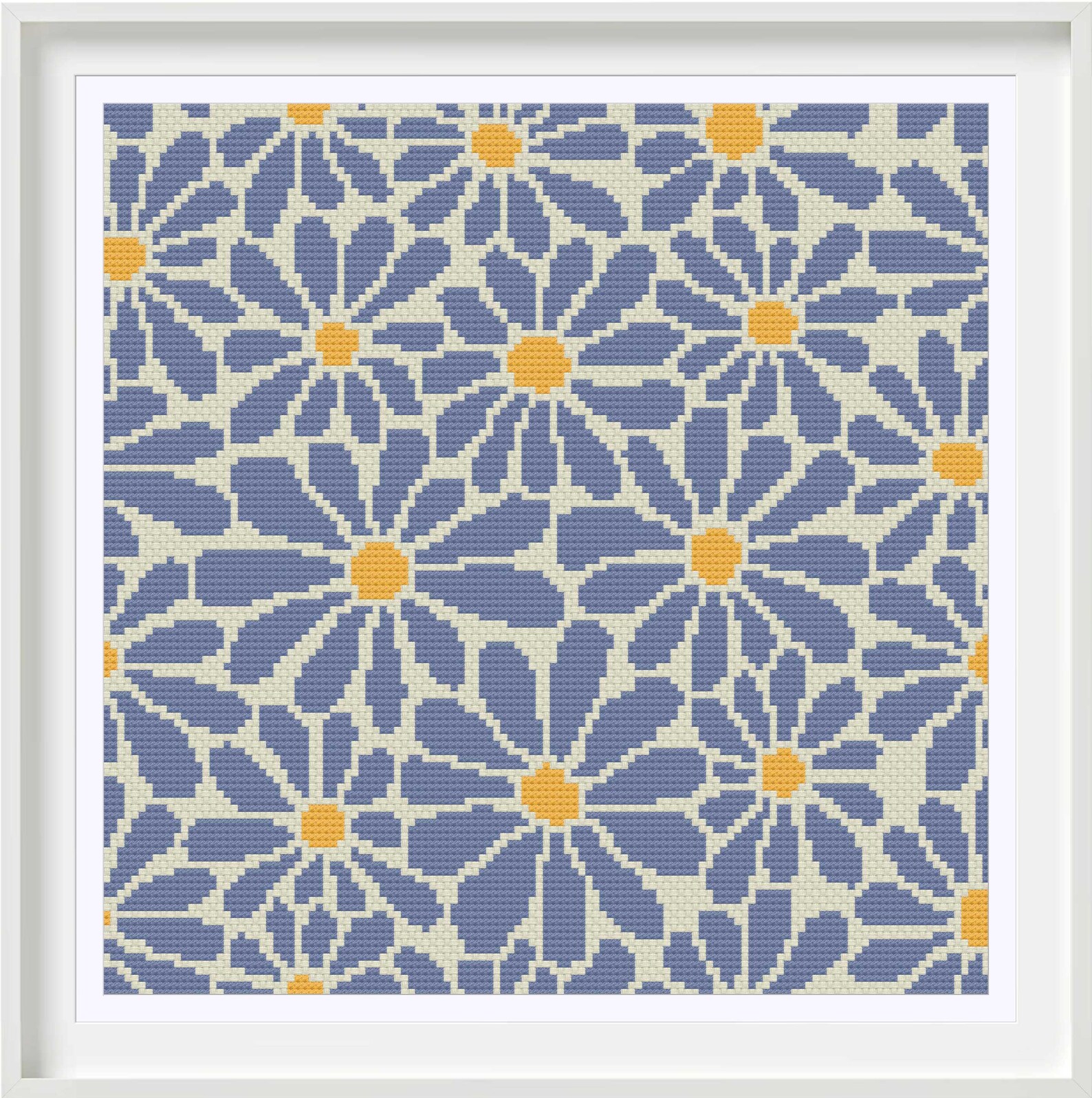 Blue Flower Cross Stitch Pattern: Floral Design (digital Pattern) - Etsy