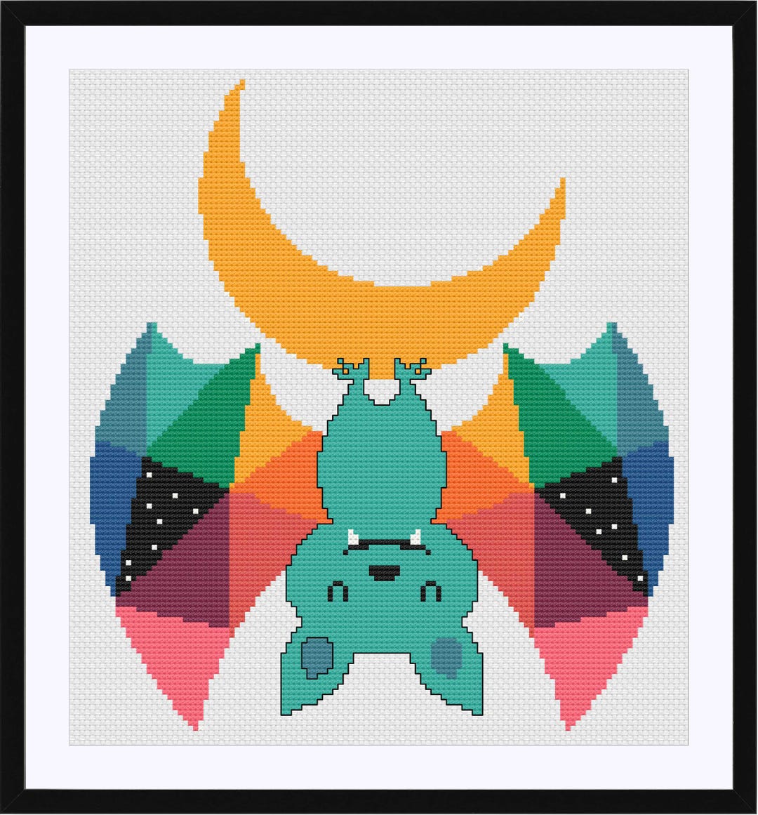Colorful Bat, Cross Stitch Pattern, Cross Stitch, Beginner, Advanced - Etsy