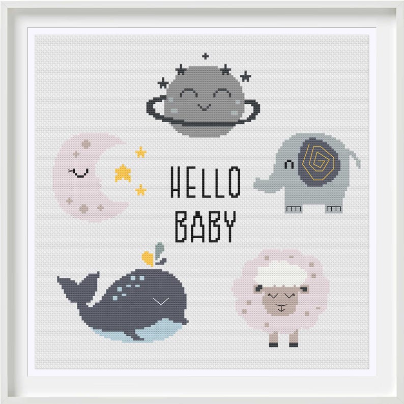 Hello, Baby, Animals, Cross Stitch Pattern, Cross Stitch - Etsy