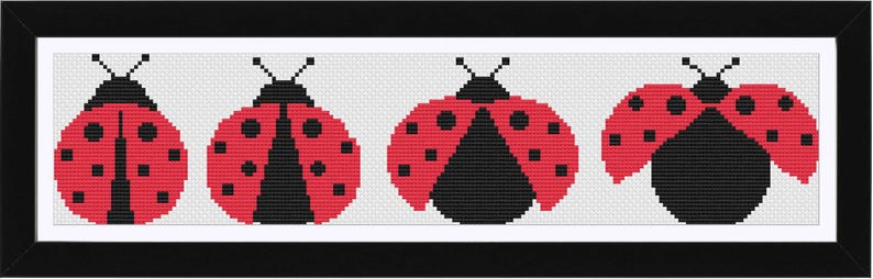 Lady Bugs, Bugs, Cross Stitch Pattern, Cross Stitch, Beginner, Advanced ...