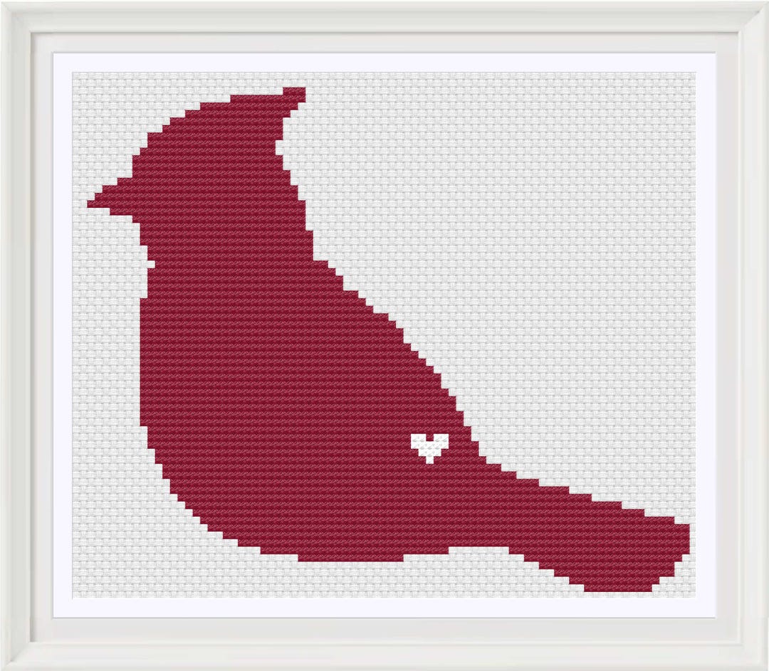 Cardinal With Heart, Cross Stitch Pattern, Cross Stitch - Etsy