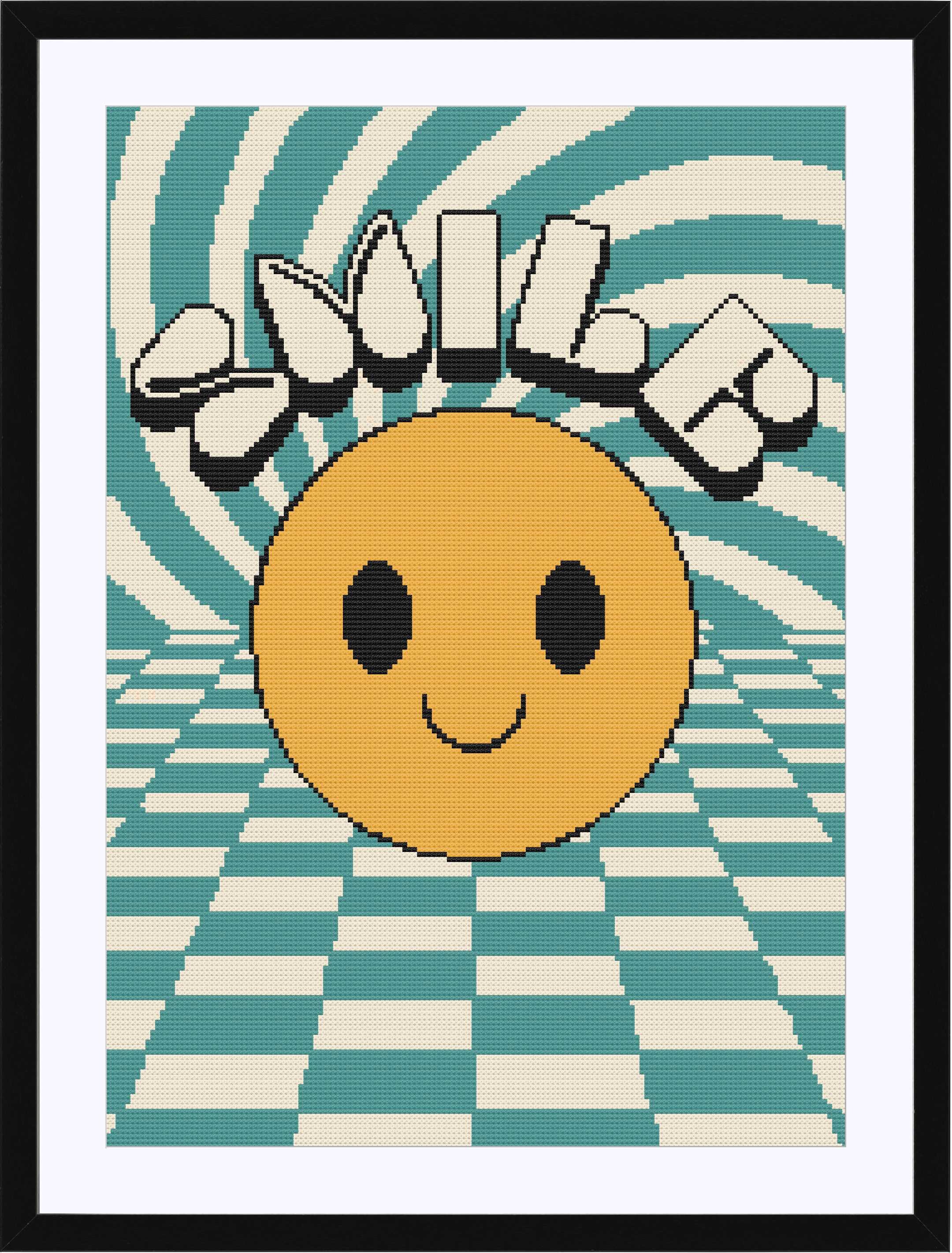 Groovy Smile Face Cross Stitch Pattern (digital Download) - Etsy