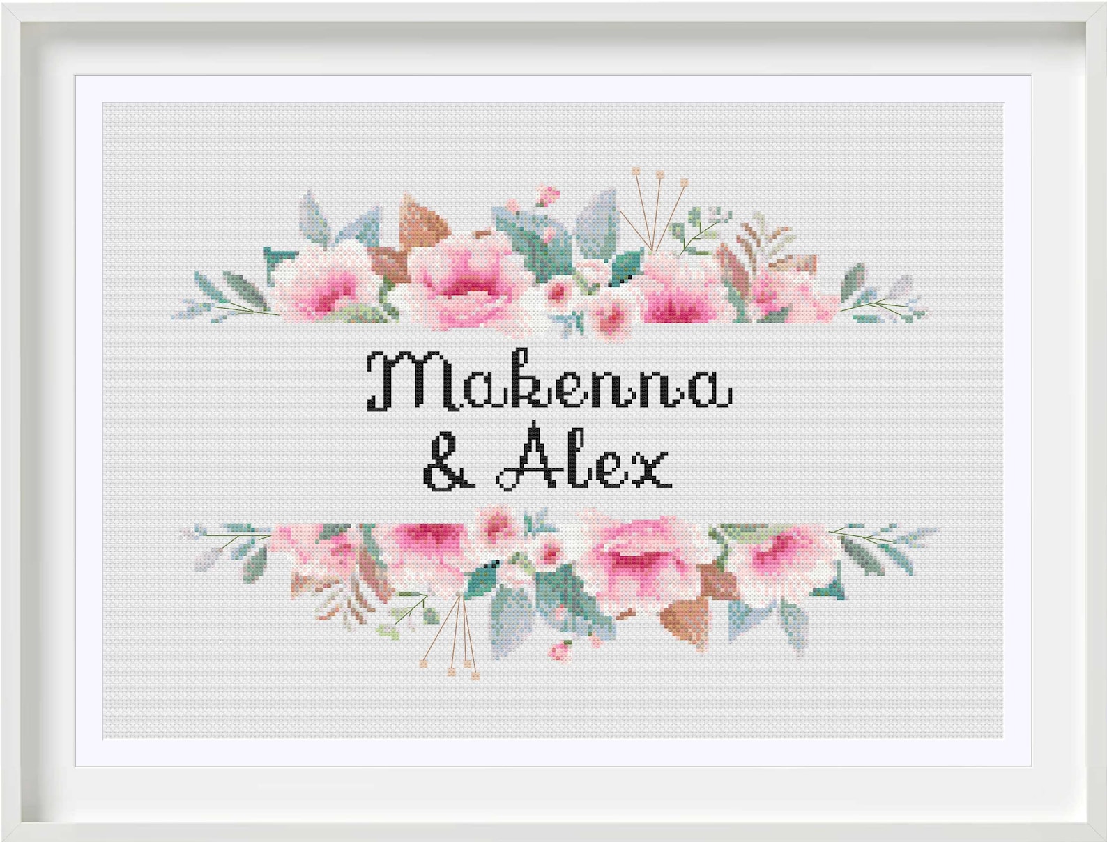 Custom, Personalized, Floral Frame, Cross Stitch Pattern - Etsy