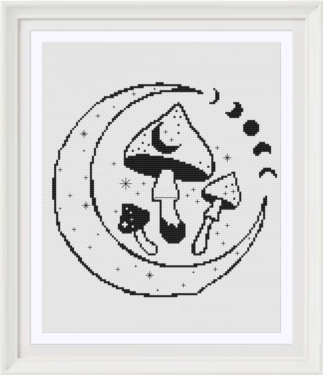 Mushrooms and Moons Cross Stitch Pattern: Boho Celestial Design ...