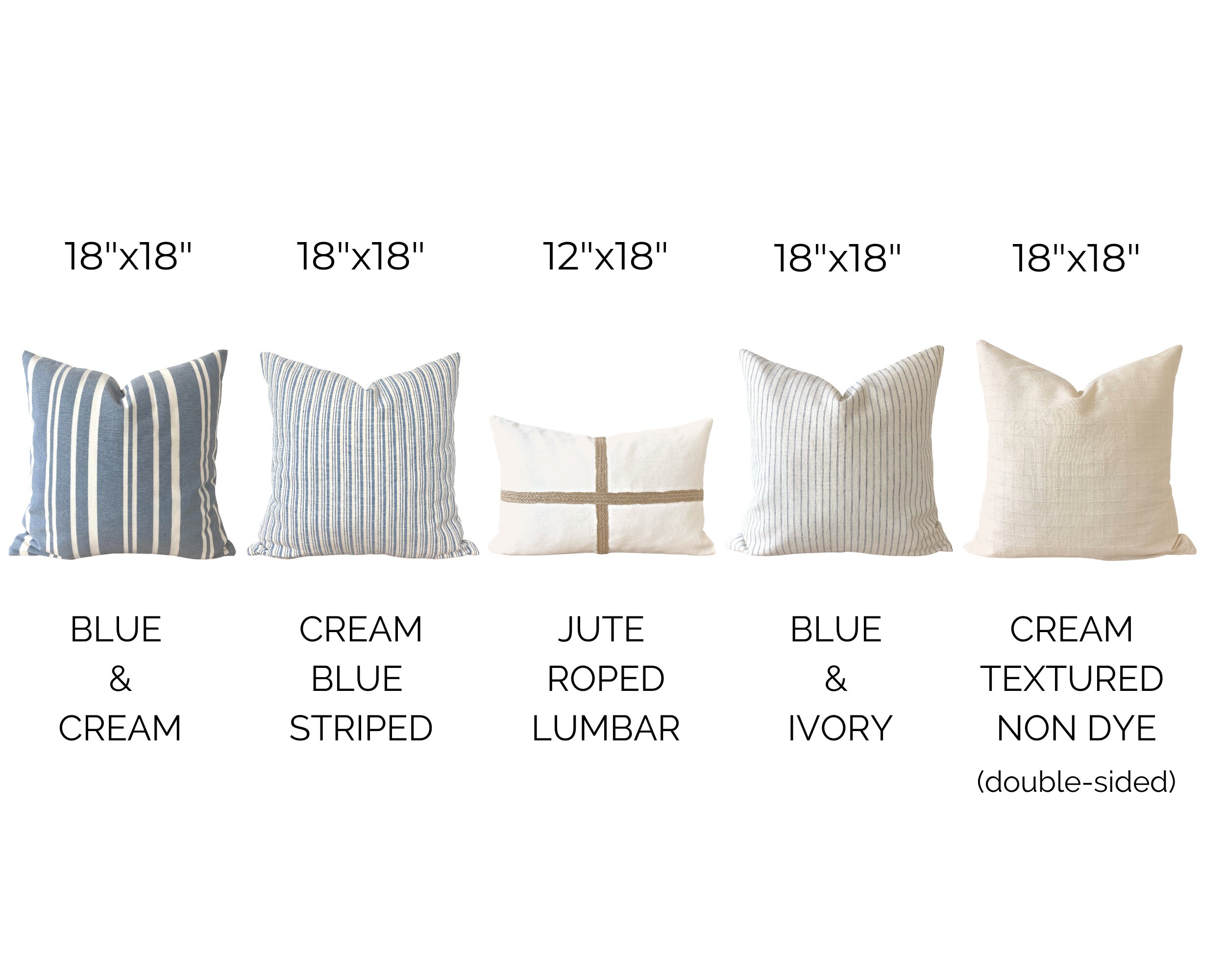 Blue Linen Pillow Cover Set Coastal Blue and Neutral Pillow - Etsy