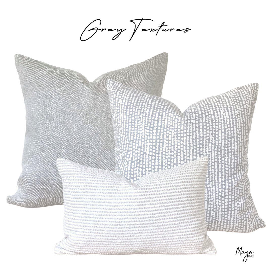Gray Pillow Cover Set Gray Textured Throw Pillow Cover Gray - Etsy
