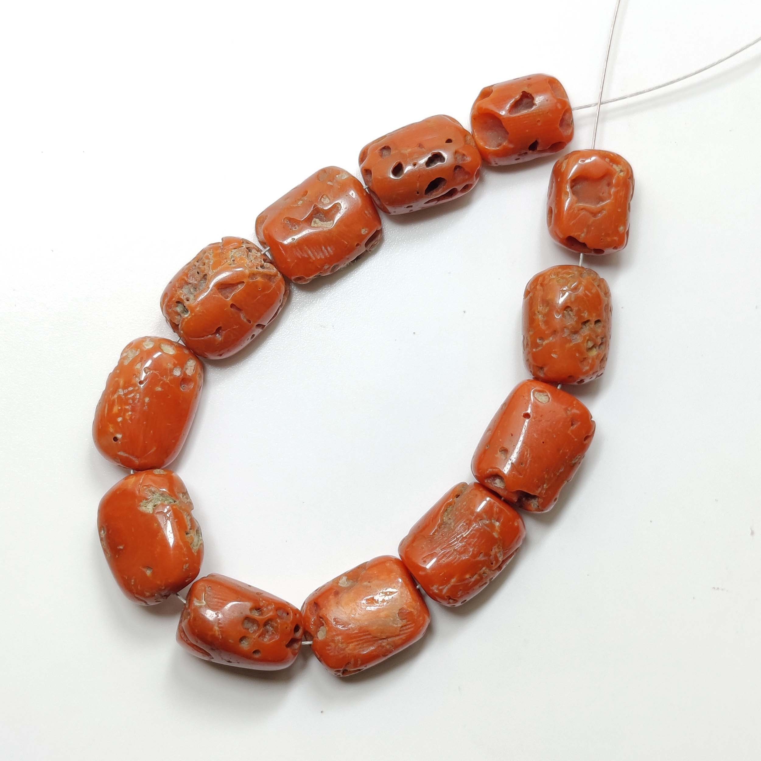 100% Natural Red Coral Tube Shape Beads-italian Red Coral - Etsy