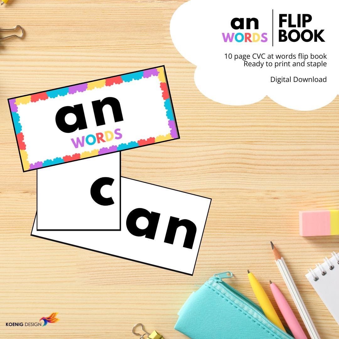 An Word Flip Book - Phonics - CVC Sight Words - Education Resources - Etsy