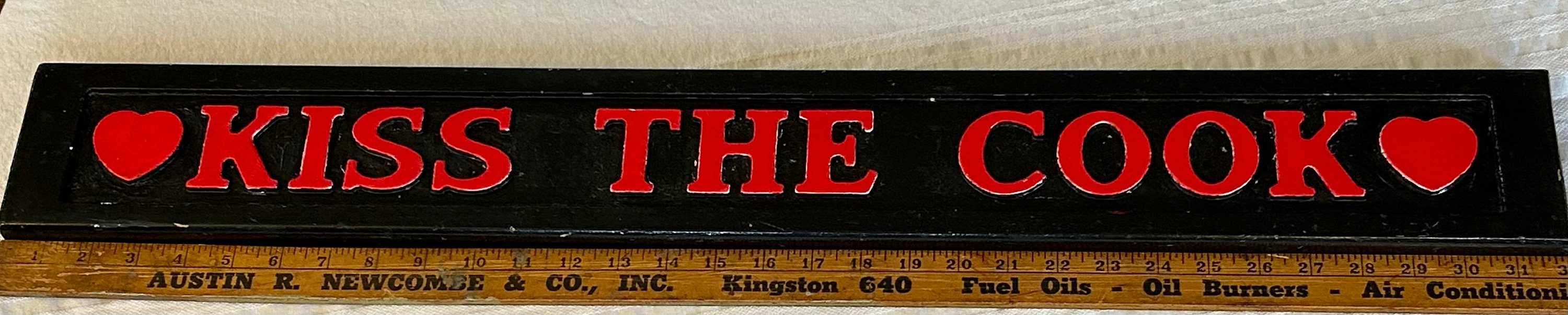 Vintage Kiss the Cook Sign With Hearts - Etsy