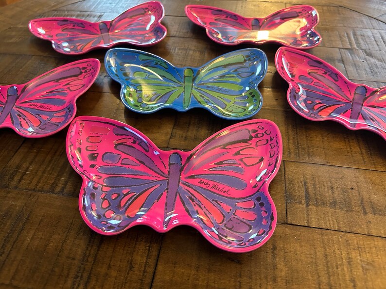 Set of 5 Vintage Andy Warhol Butterfly Melamine Plates by ...